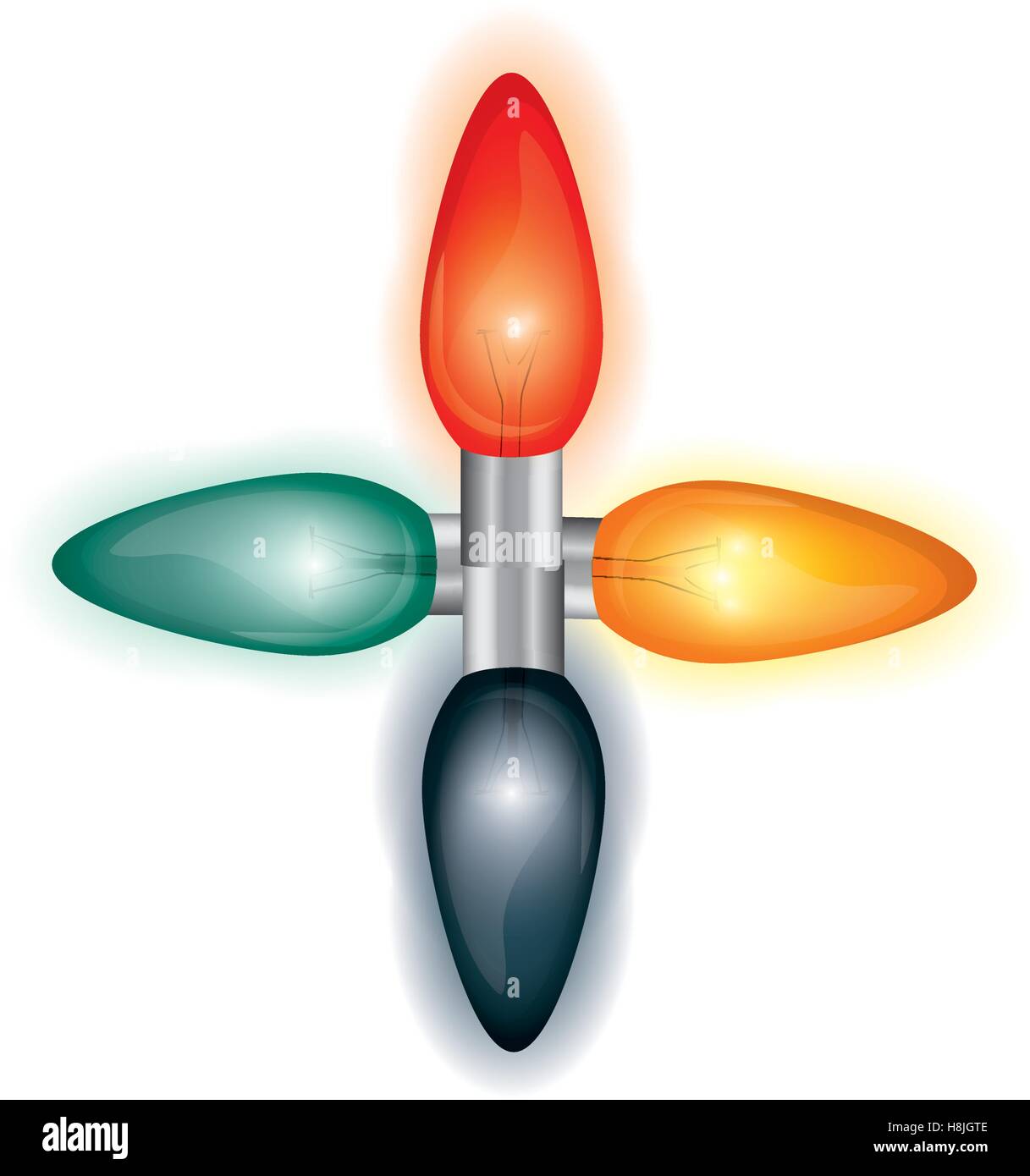 image with four bulb lights of christmas vector illustration Stock ...