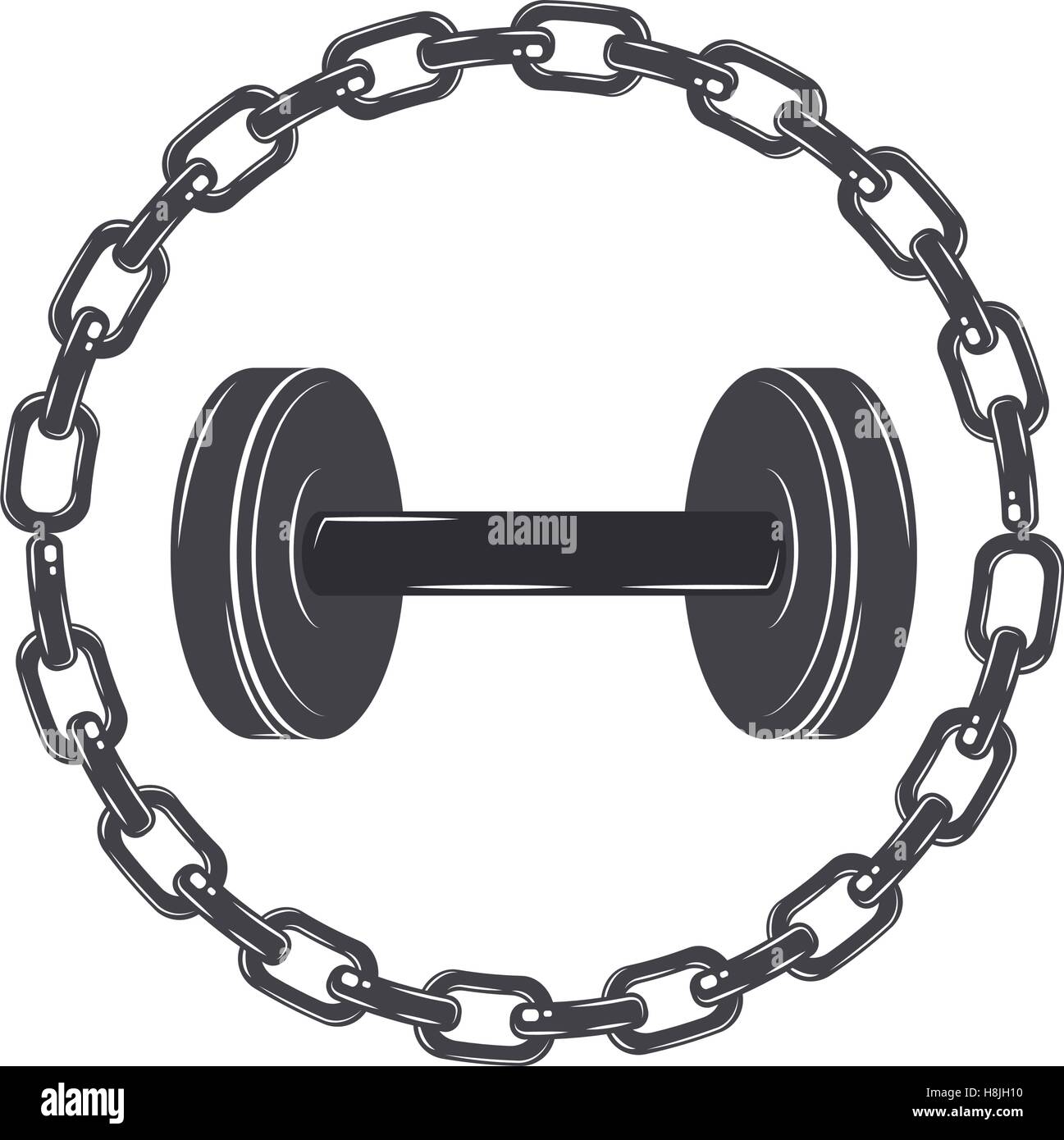 border with chain inside a disc weights vector illustration Stock ...