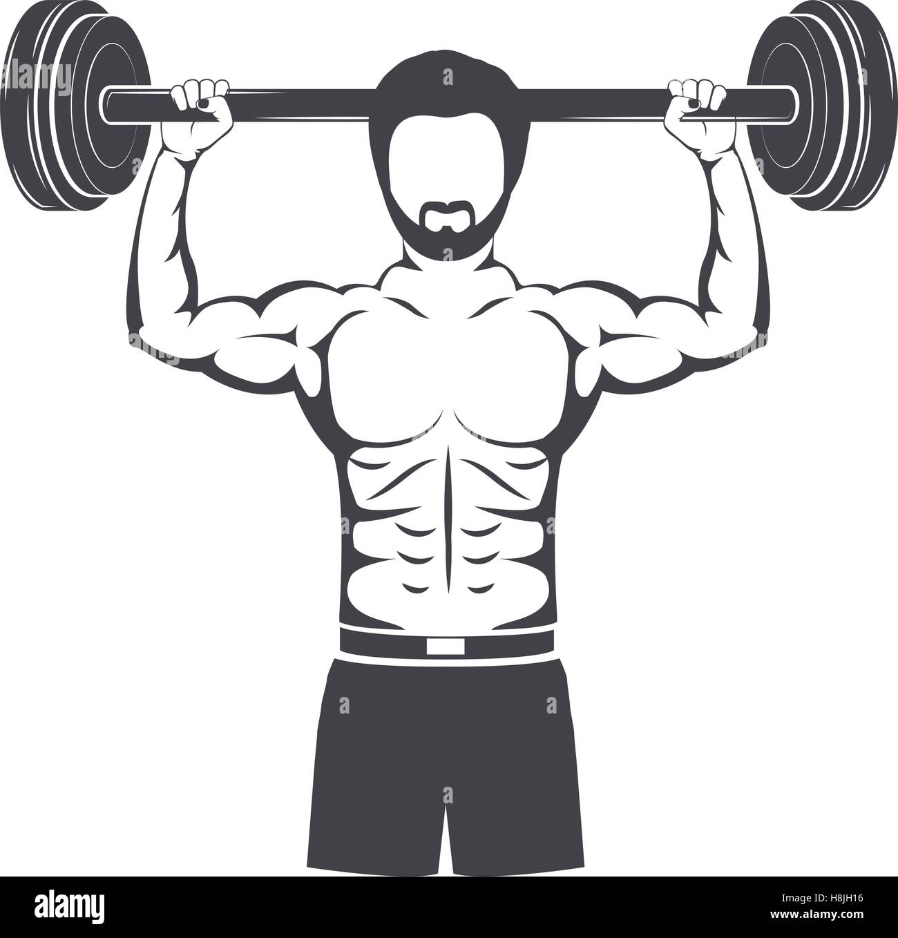 silhouette muscle man lifting a disc weights vector illustration Stock ...