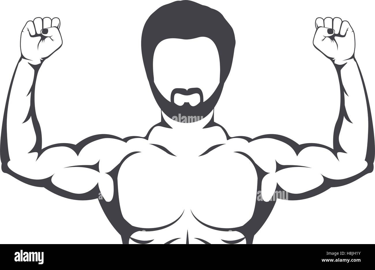 contour half body muscle man vector illustration Stock Vector Image ...