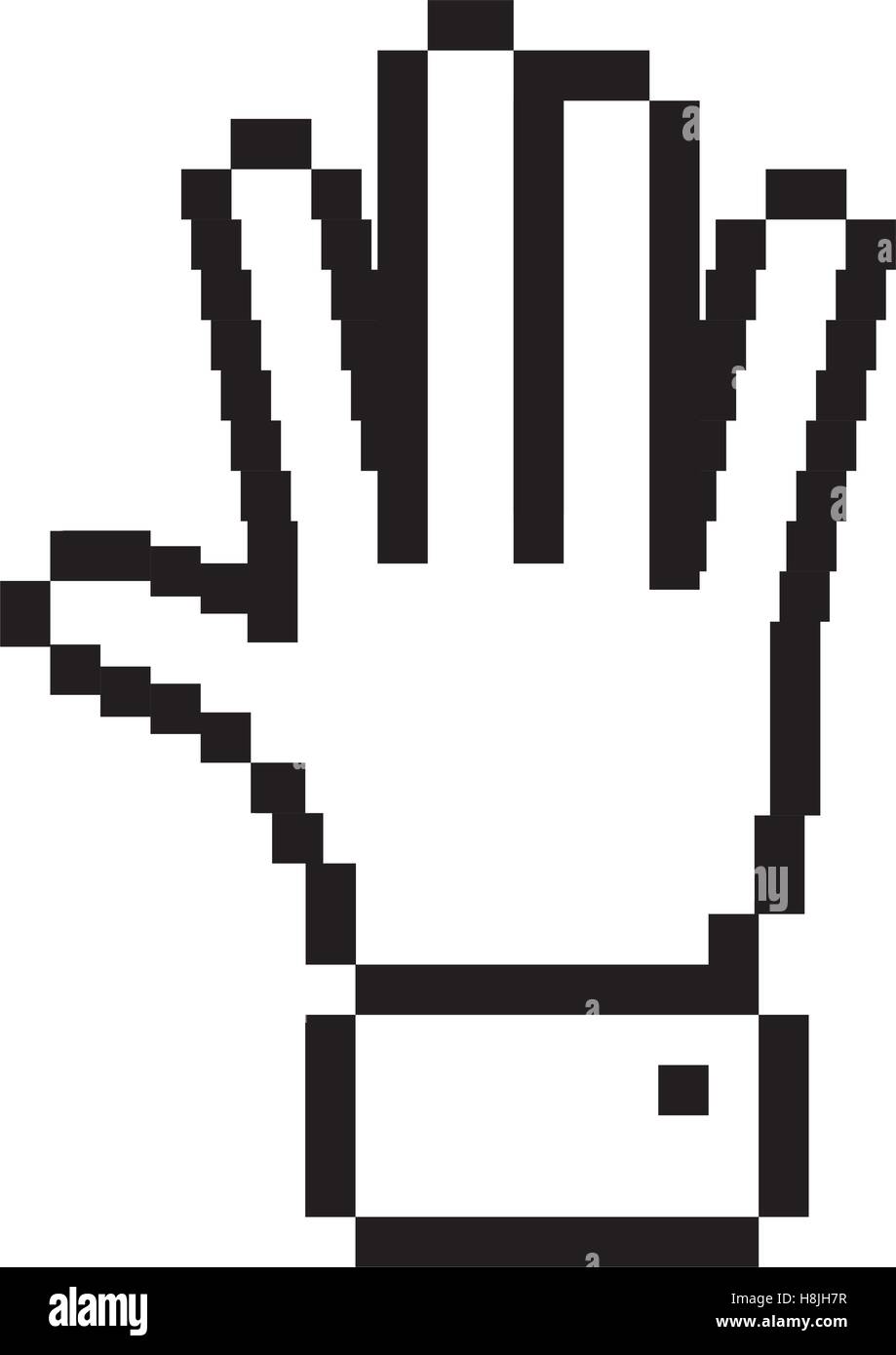 black outline pixelated open hand vector illustration Stock Vector ...