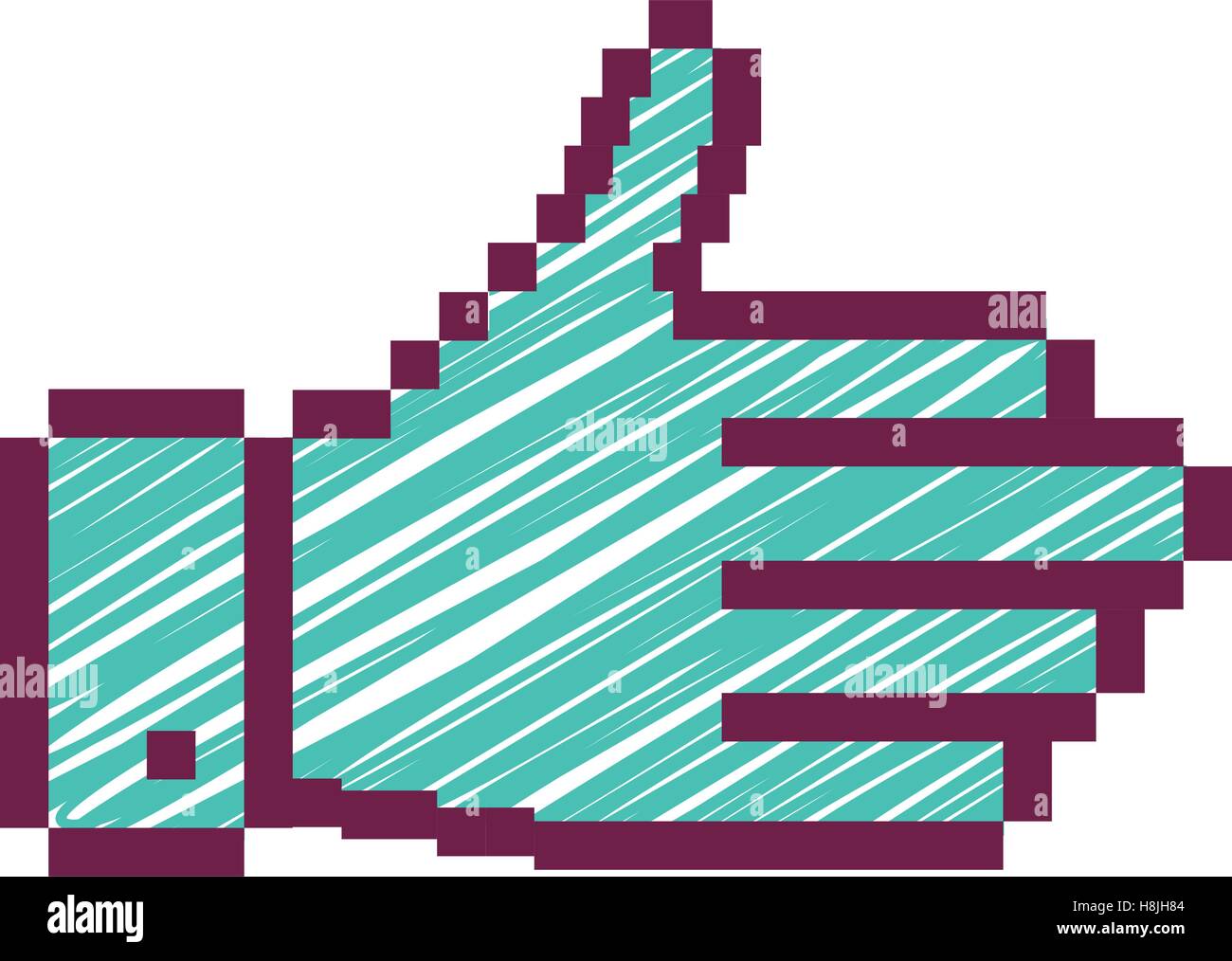 pixelated hand pointing with stripeds vector illustration Stock Vector ...