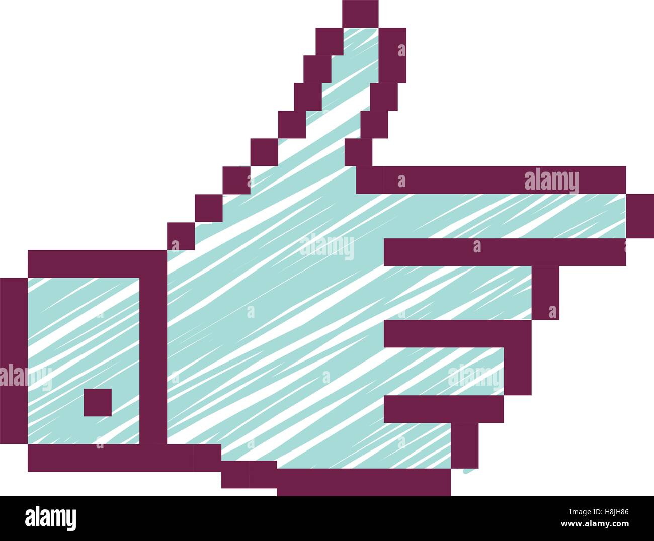outline pixelated hand with pointing and stripeds vector illustration ...