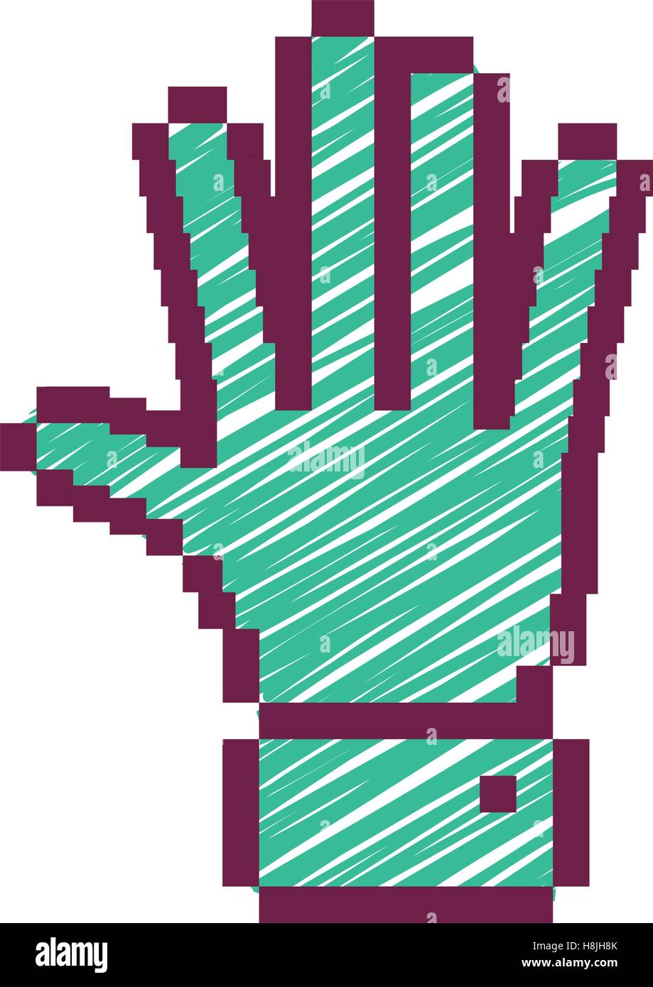 pixelated open hand with green striped vector illustration Stock Vector ...