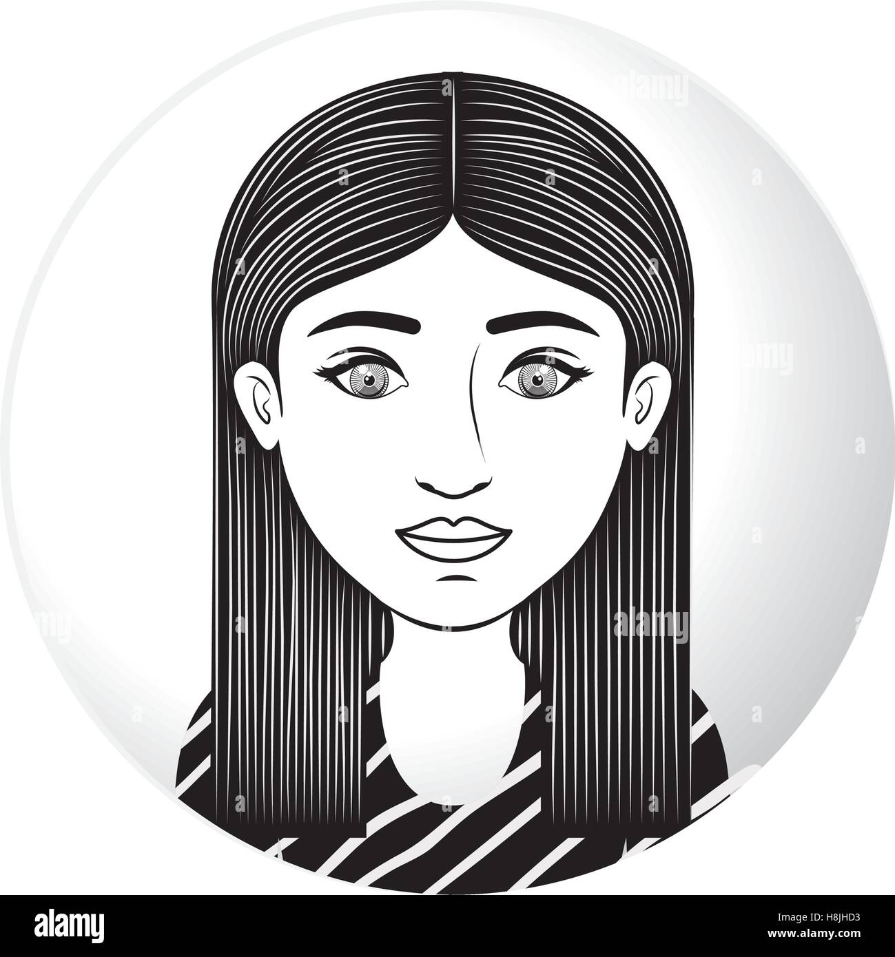 sphere half body woman with straight short hair vector illustration ...