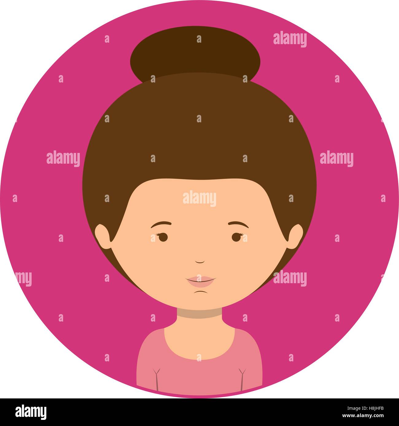 fushia sphere of half body woman with collected hair vector ...