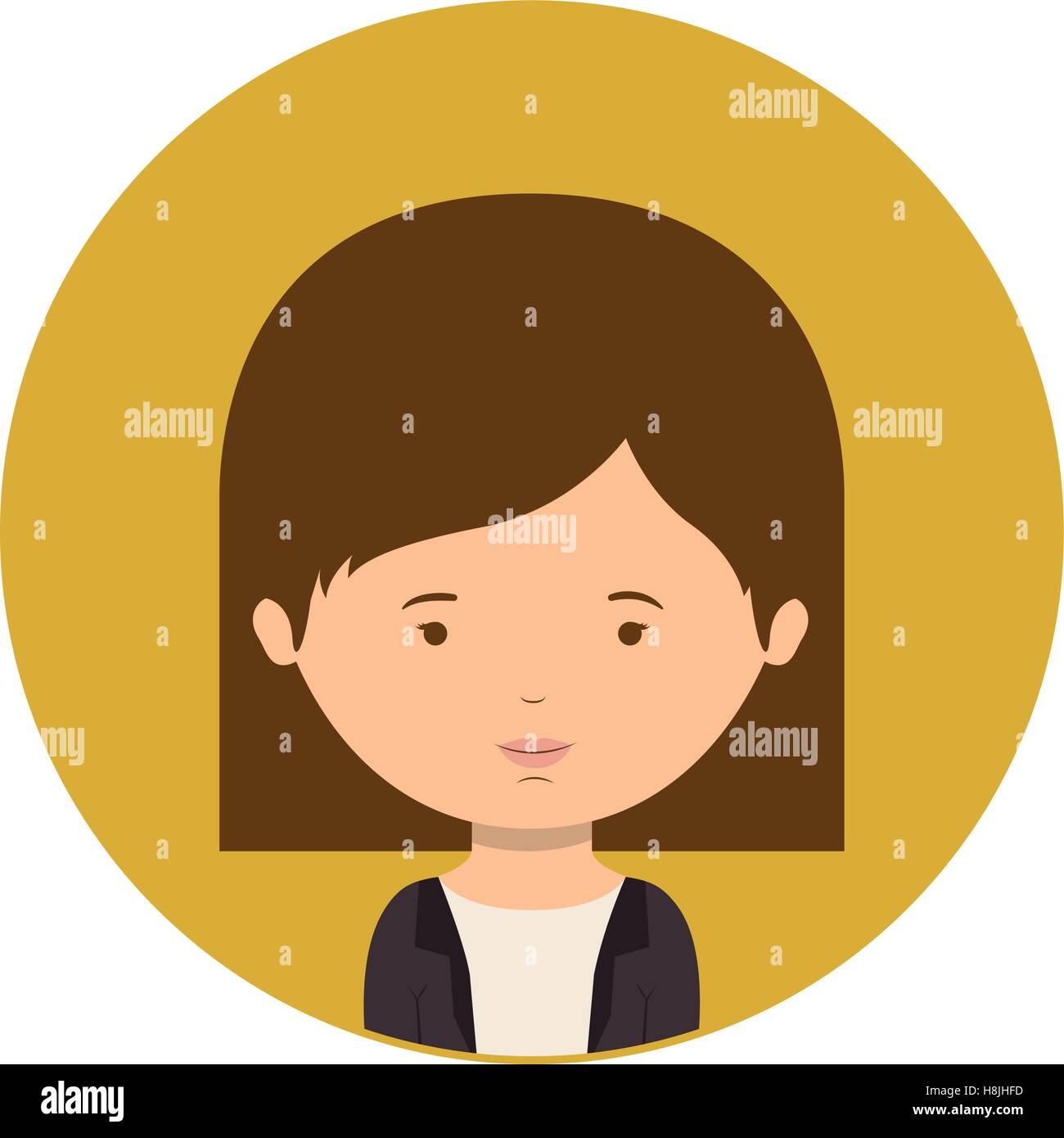 yellow sphere of half body woman with short hair vector illustration ...