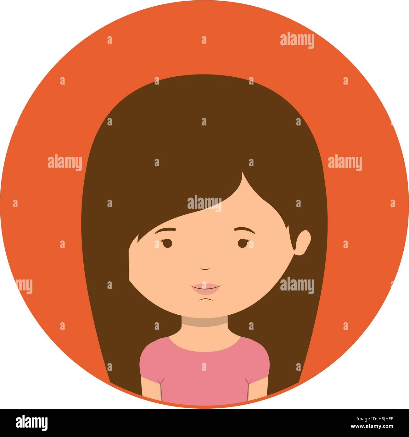 red sphere of half body woman with straight hair vector illustration ...
