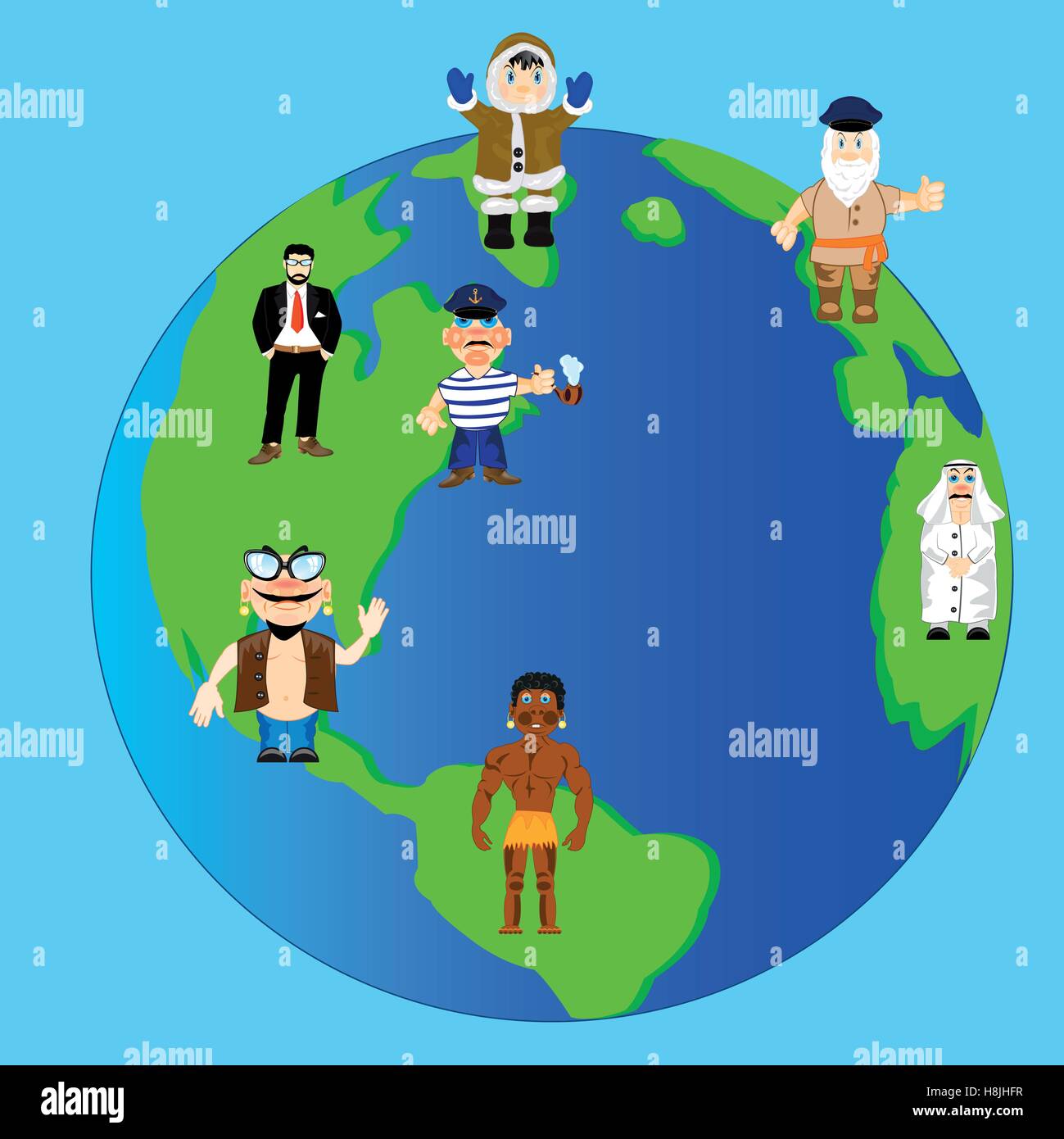 Planet land with continent and country and people Stock Vector Image ...