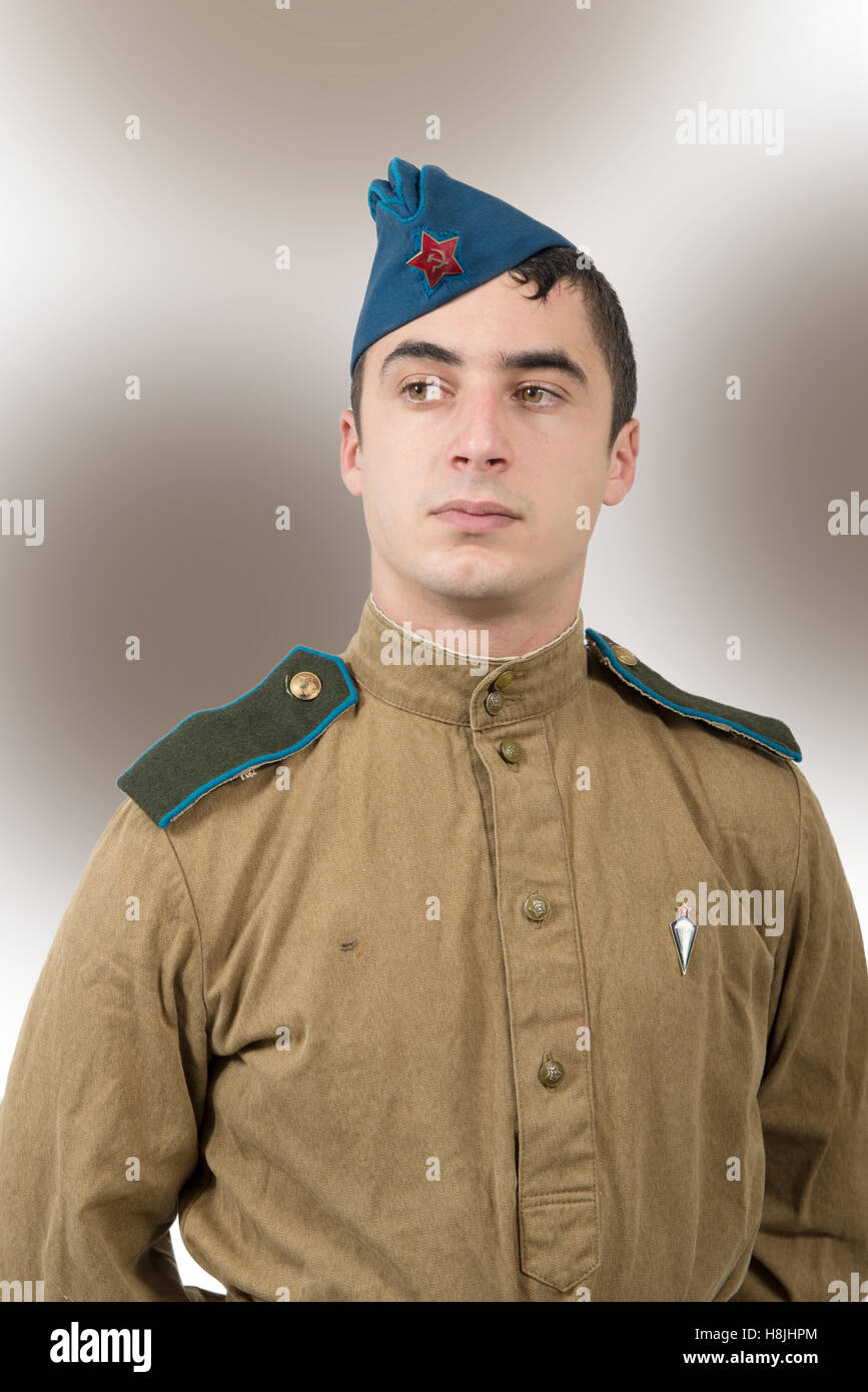 Portrait of a young Soviet soldier, ww2, world war two Stock Photo - Alamy