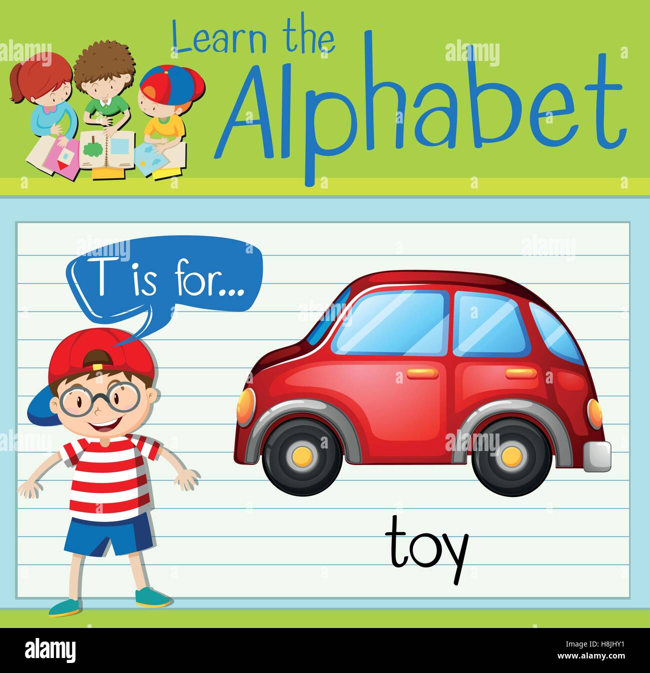 Flashcard letter T is for toy illustration Stock Vector Image & Art - Alamy