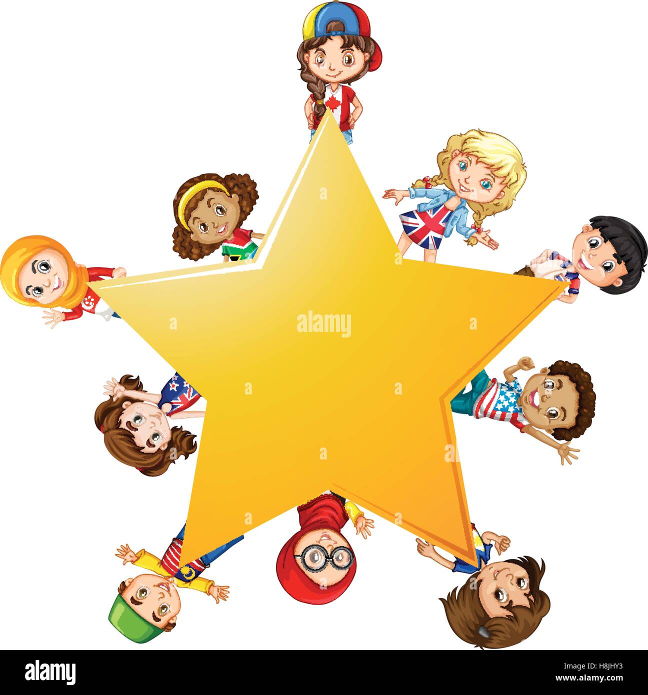 Boys and girls on giant star illustration Stock Vector Image & Art - Alamy