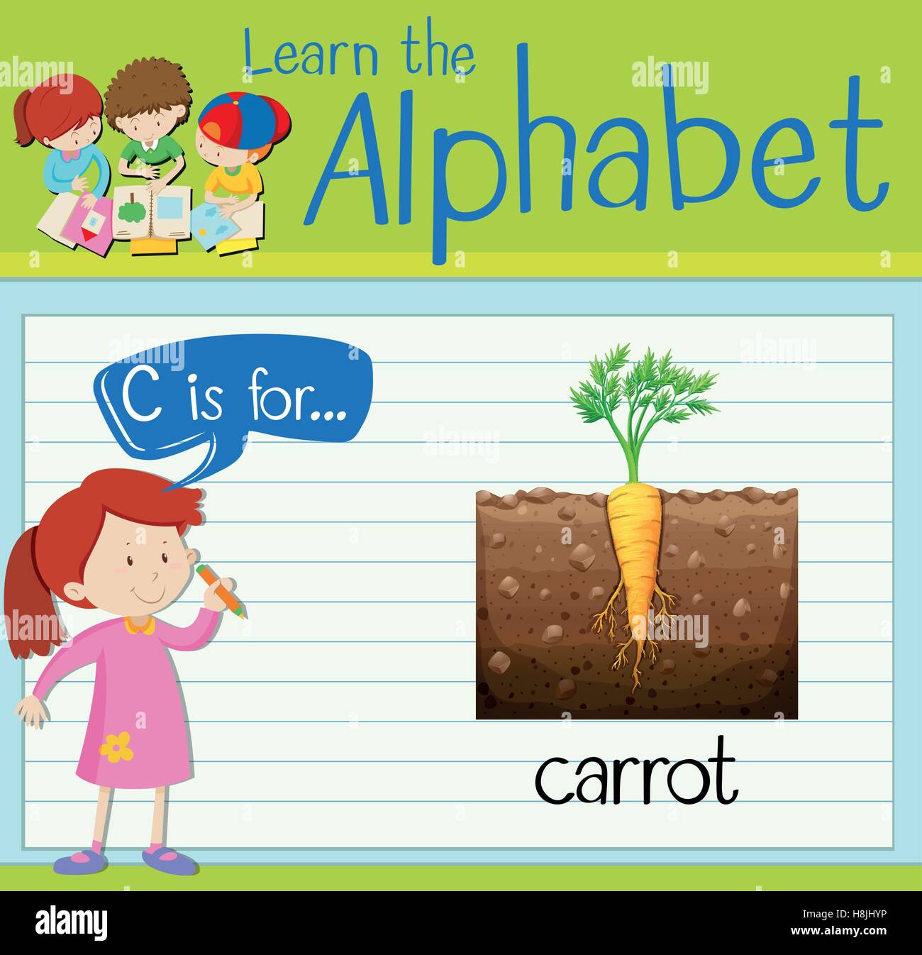 Flashcard letter C is for carrot illustration Stock Vector Image & Art ...