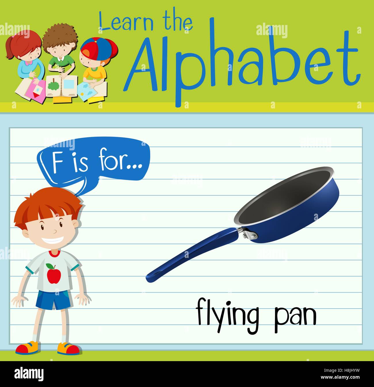 Flashcard letter F is for frying pan illustration Stock Vector Image ...