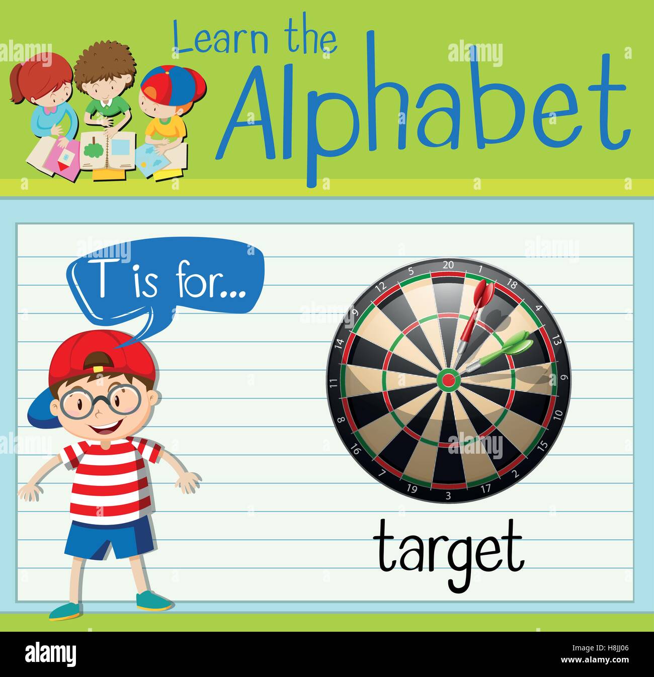 Flashcard letter T is for target illustration Stock Vector Image & Art ...
