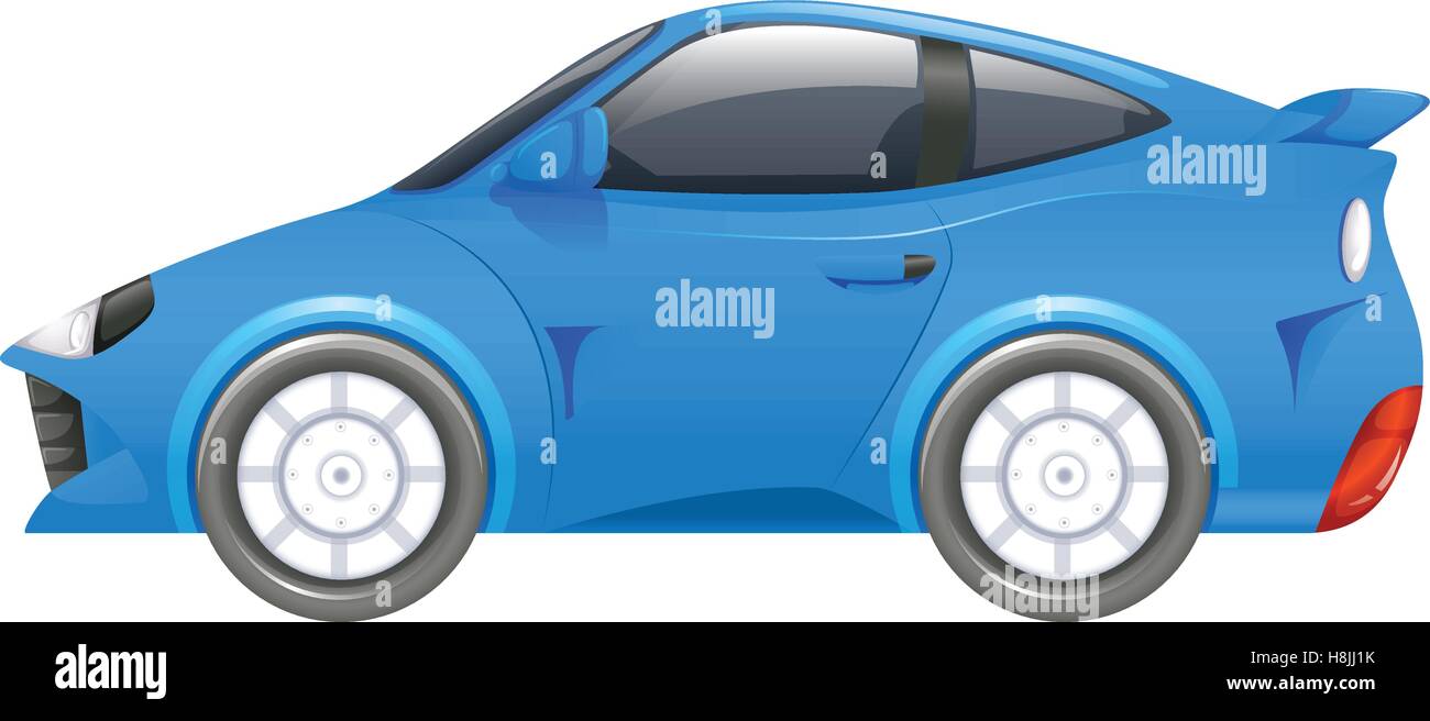 Blue racing car on white background illustration Stock Vector Image ...