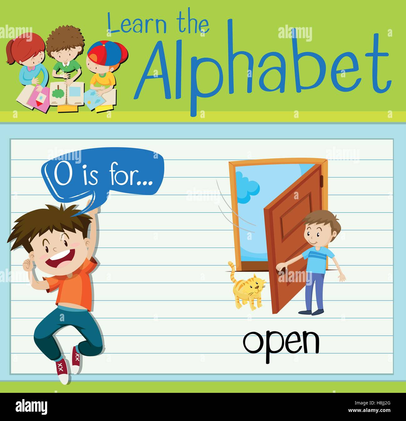 Flashcard letter O is for open illustration Stock Vector Image & Art ...