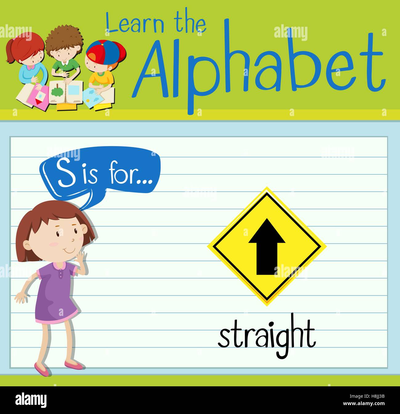 Flashcard letter S is for straight illustration Stock Vector Image ...