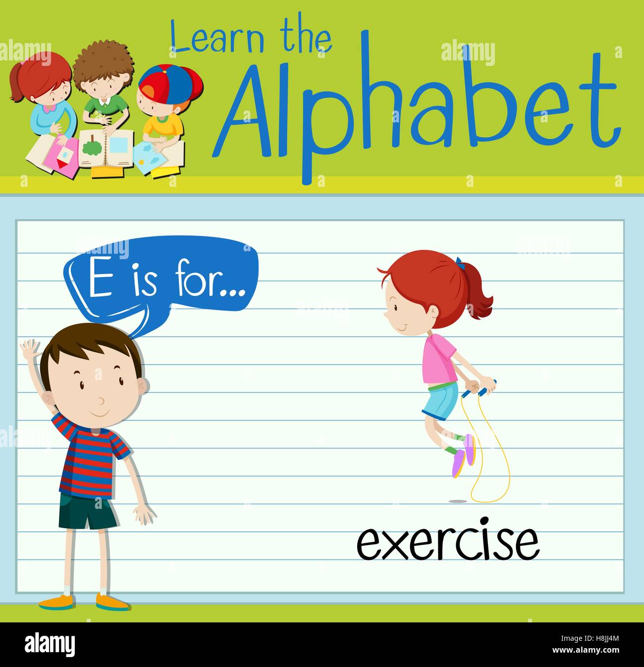 Flashcard letter E is for exercise illustration Stock Vector Image ...