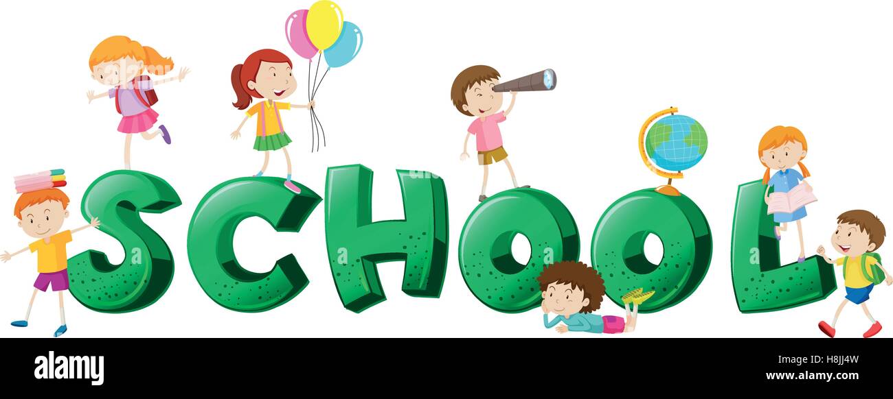 Font design for word school illustration Stock Vector Image & Art - Alamy