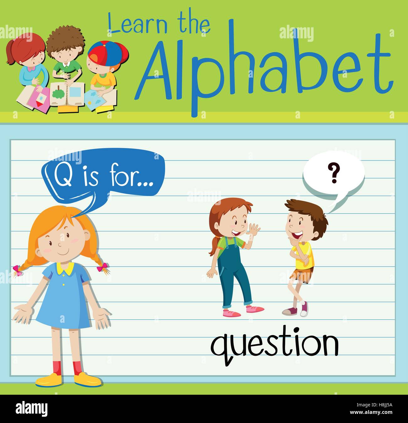 Flashcard letter Q is for question illustration Stock Vector Image ...