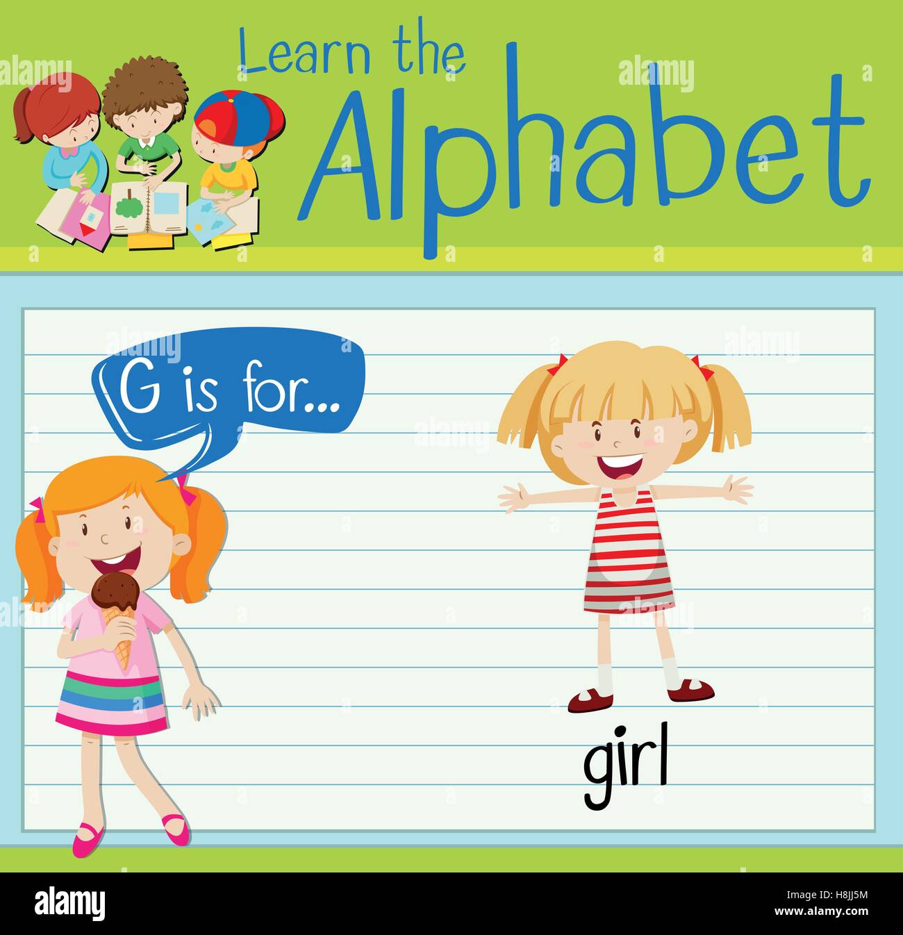 Flashcard letter G is for girl illustration Stock Vector Image & Art ...