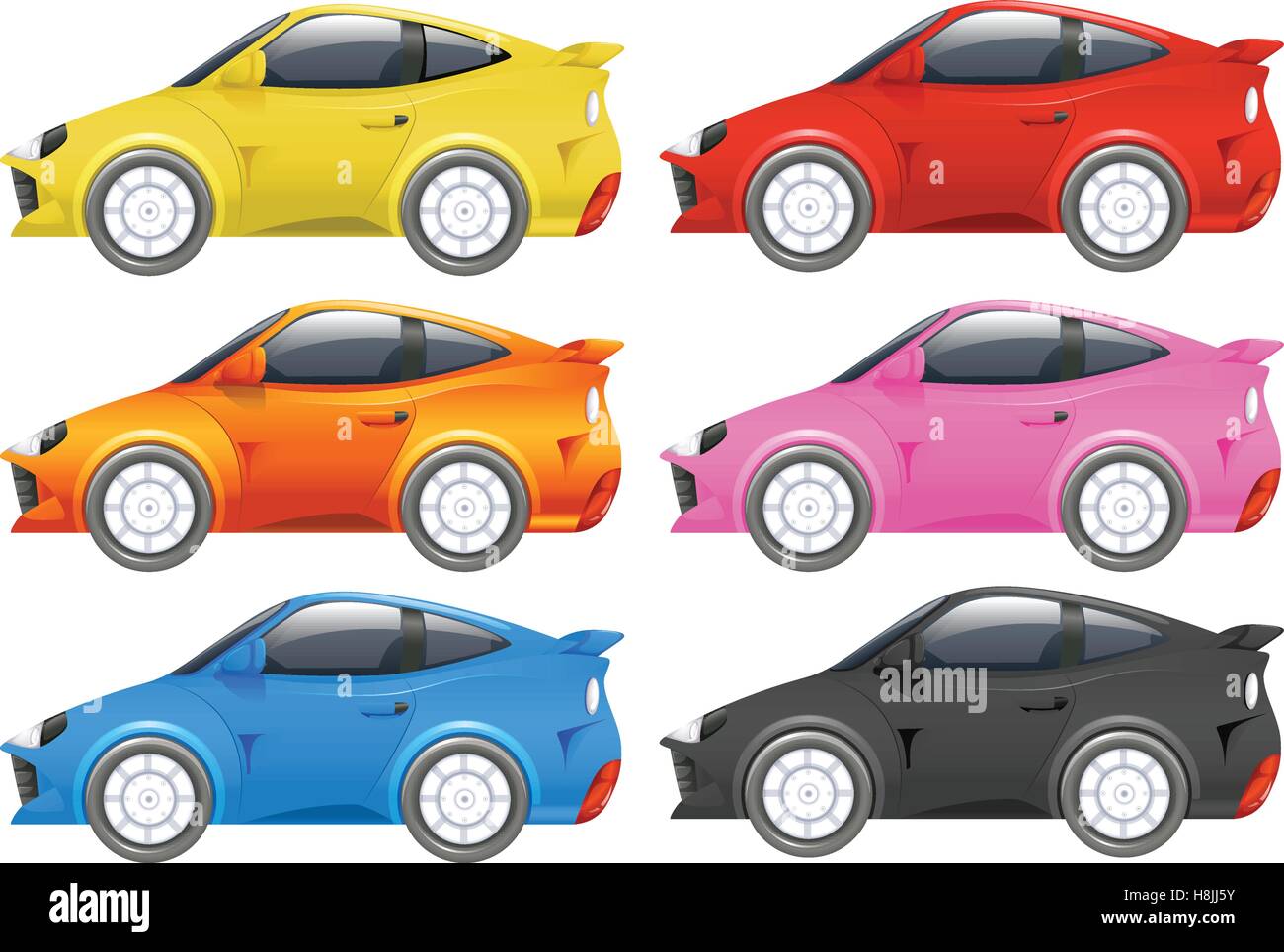 Racing cars in six different colors illustration Stock Vector Image ...