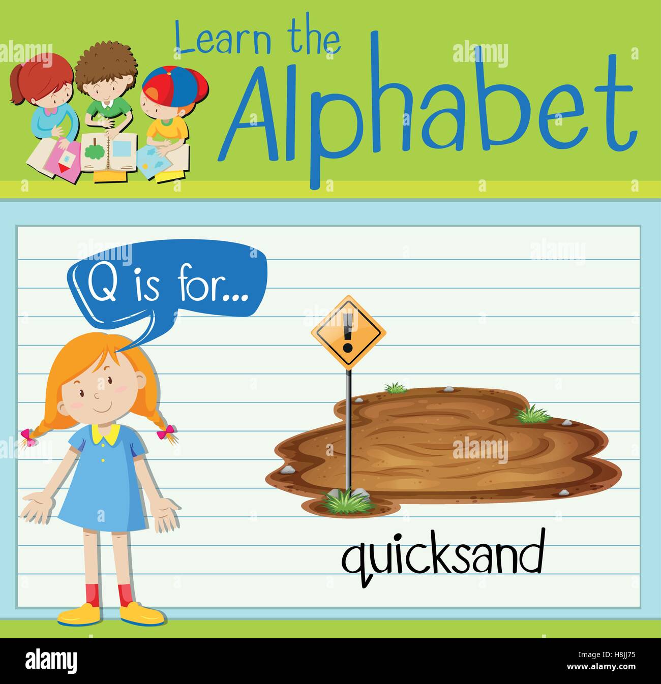 Flashcard letter Q is for quicksand illustration Stock Vector Image ...