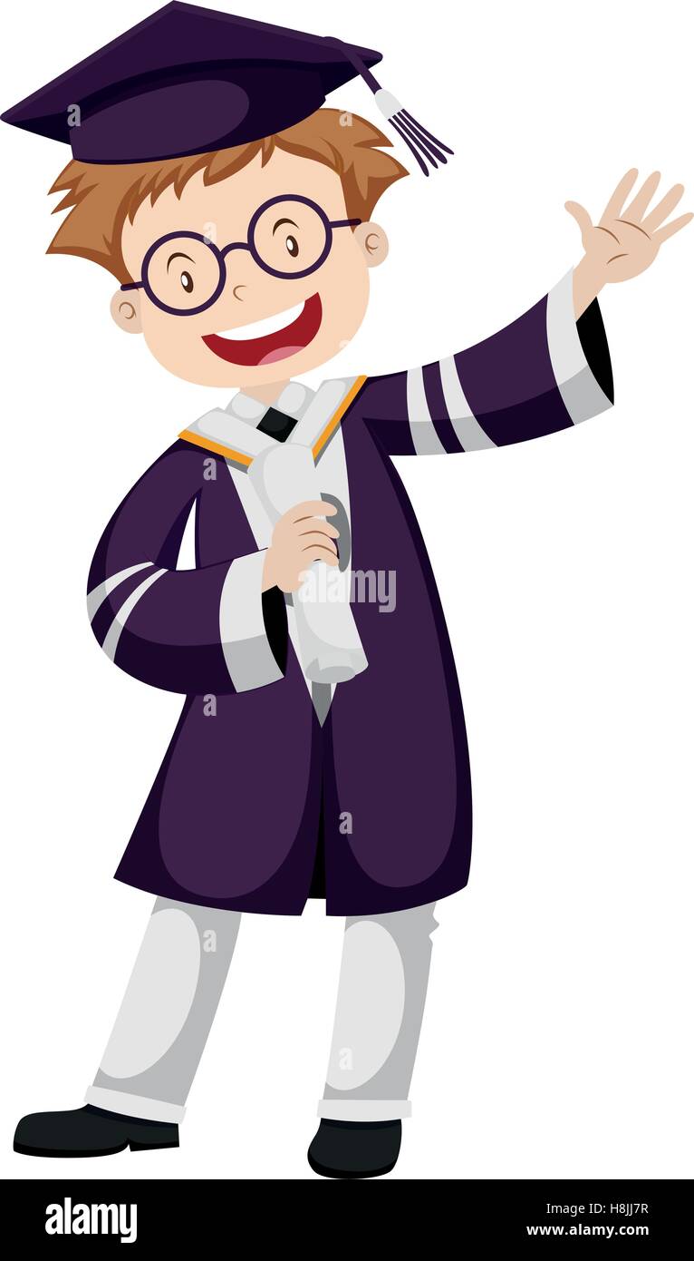Man in graduation gown in purple illustration Stock Vector Image & Art ...