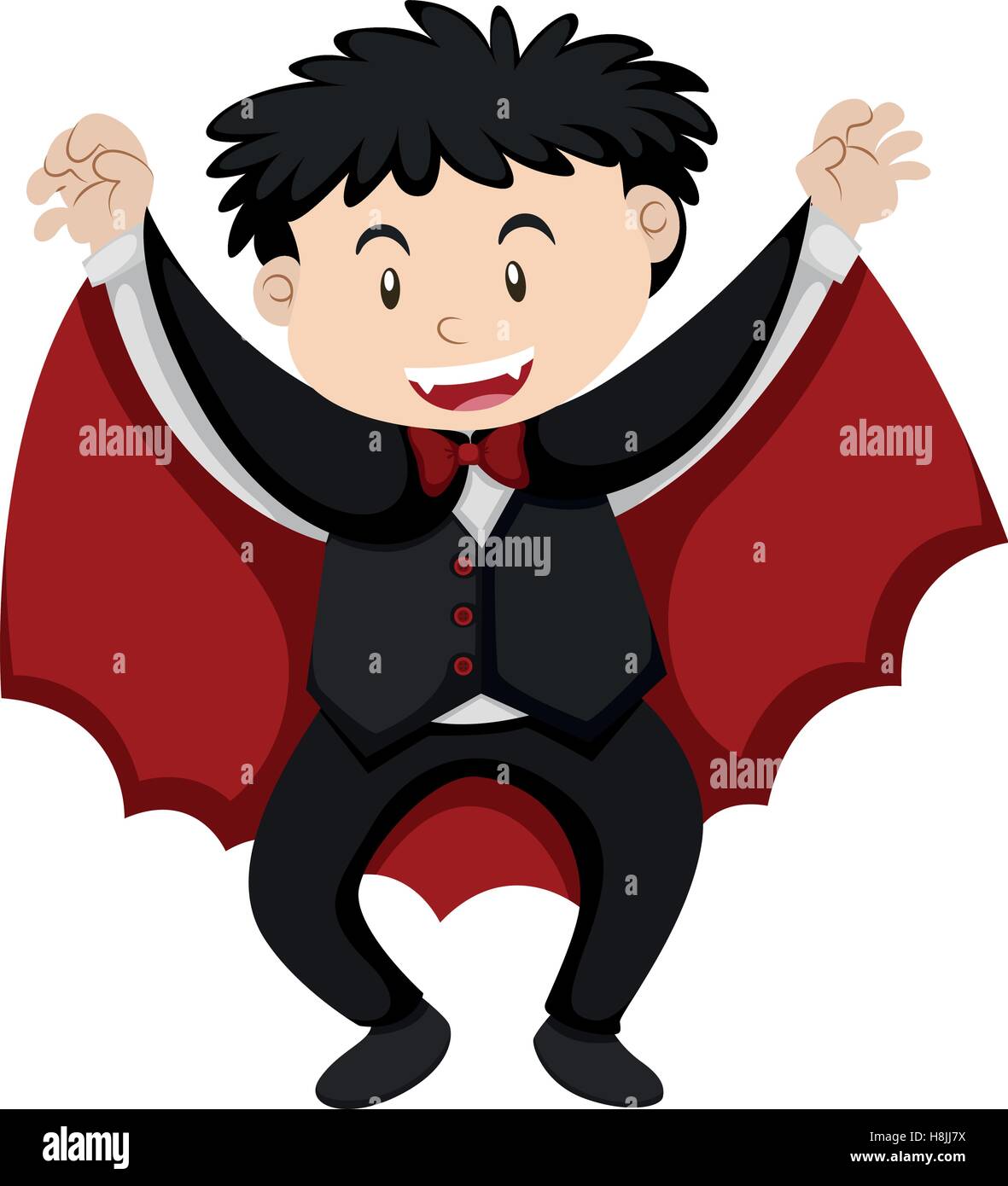 Kid in vampire costume for halloween illustration Stock Vector Image ...