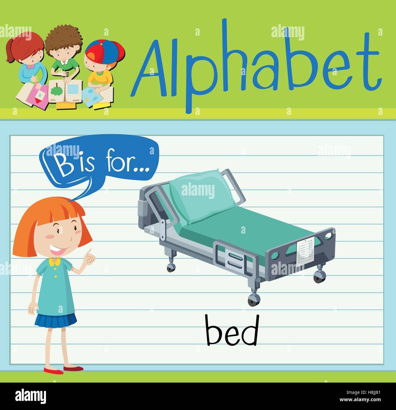 Flashcard letter B is for bed illustration Stock Vector Image & Art - Alamy