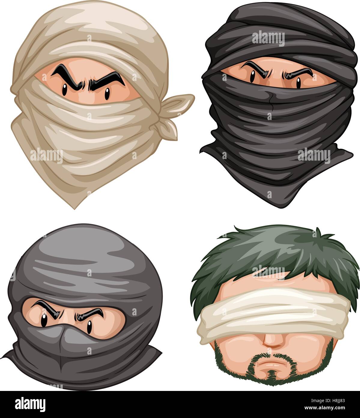 Terrorists and victims on white background illustration Stock Vector ...