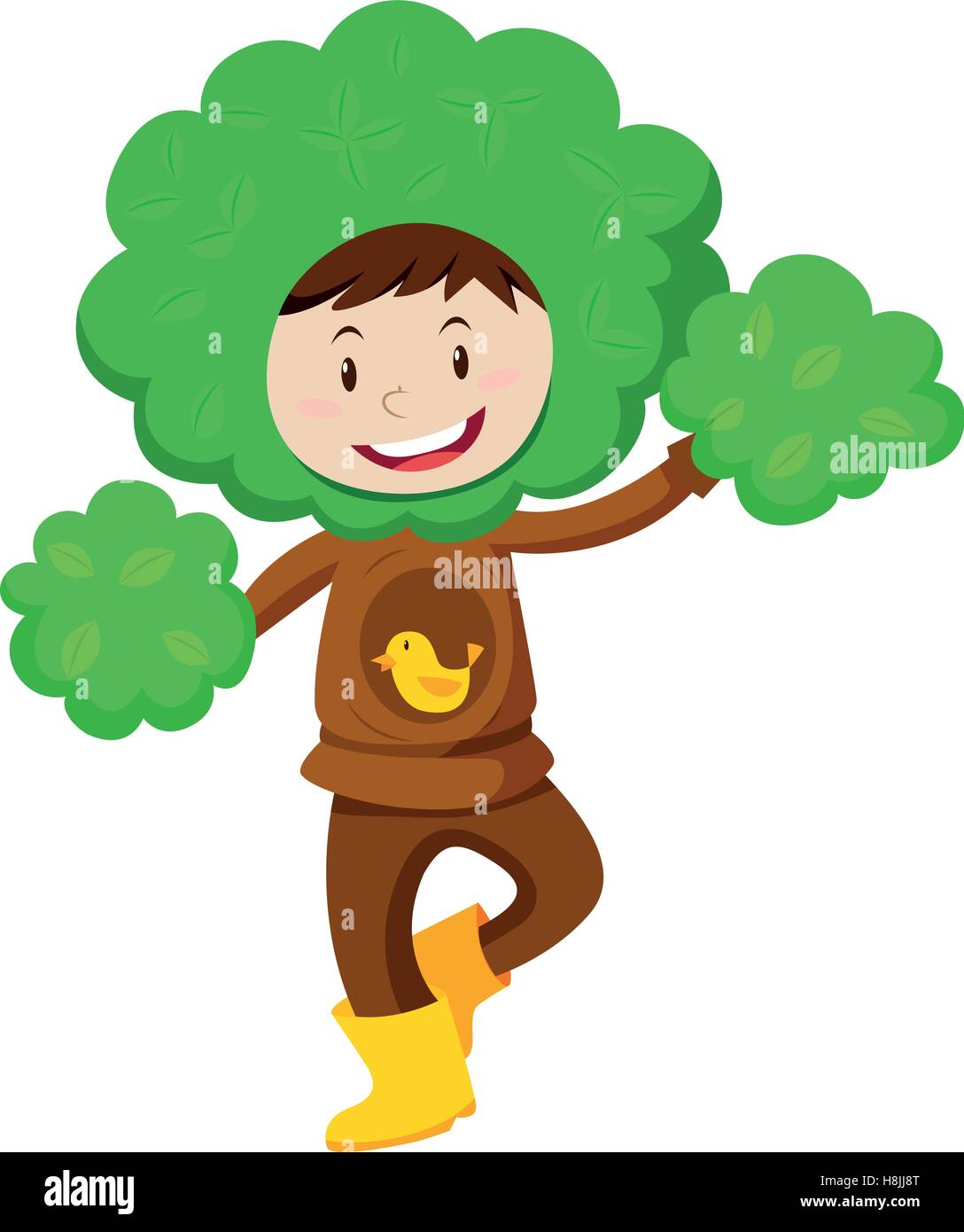 Kid in tree costume illustration Stock Vector Image & Art - Alamy