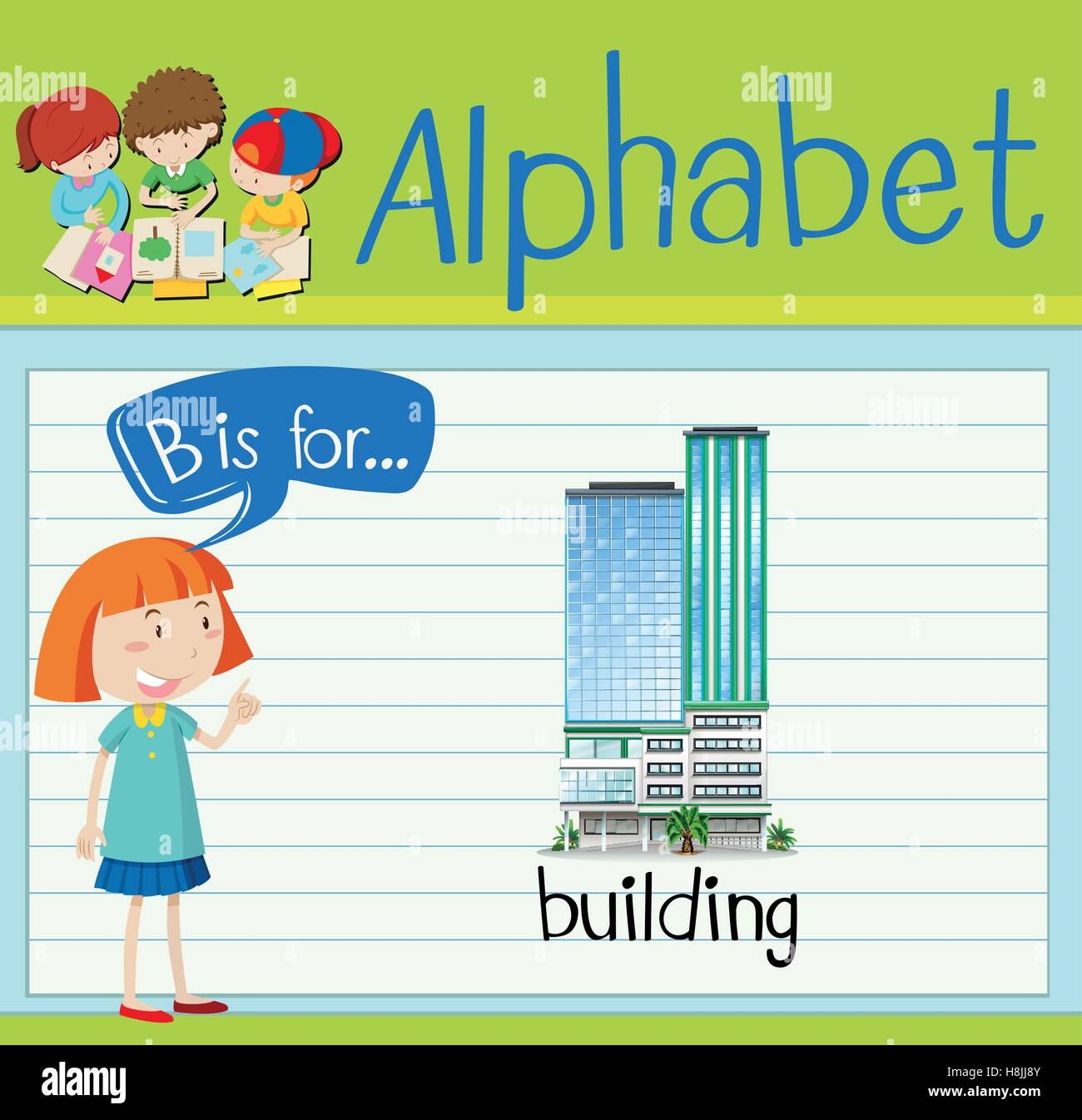Flashcard letter B is for building illustration Stock Vector Image ...