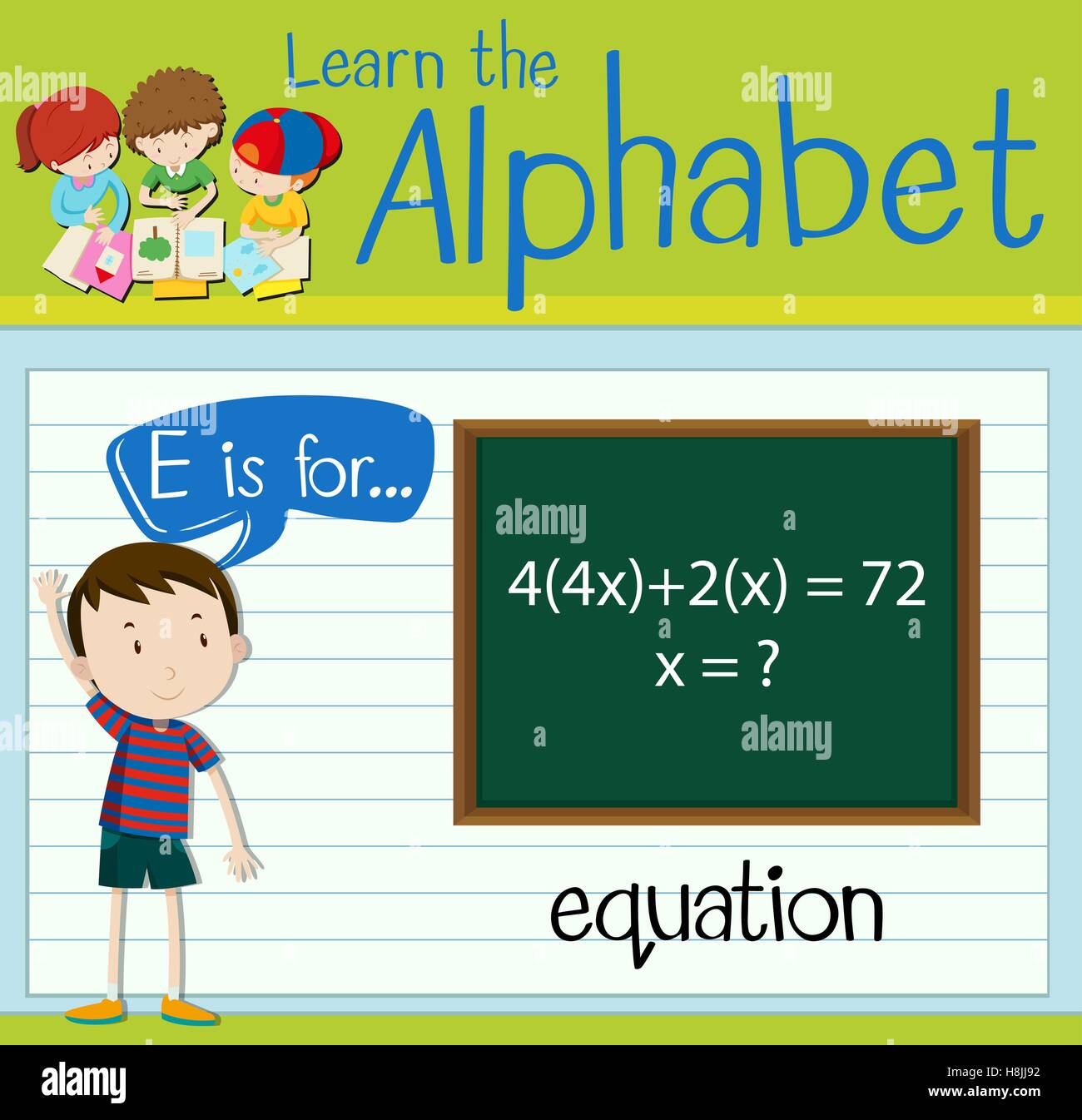 Flashcard letter E is for equation illustration Stock Vector Image ...