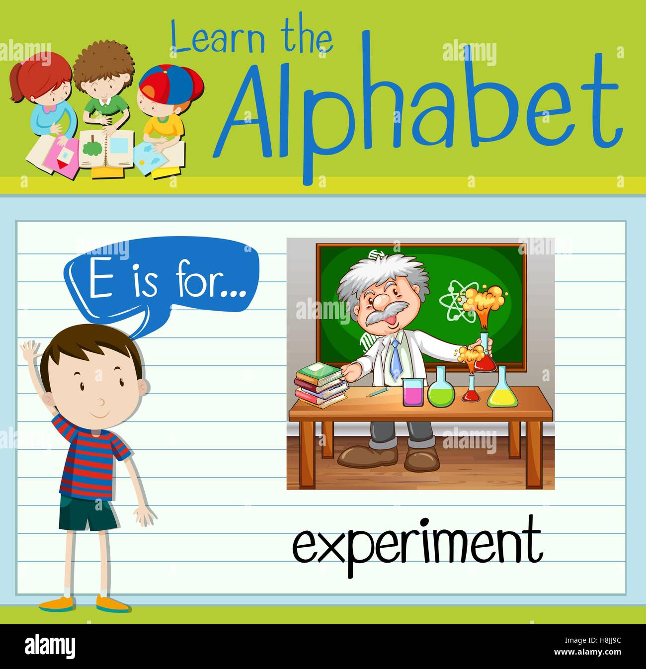 Flashcard letter E is for experiment illustration Stock Vector Image ...