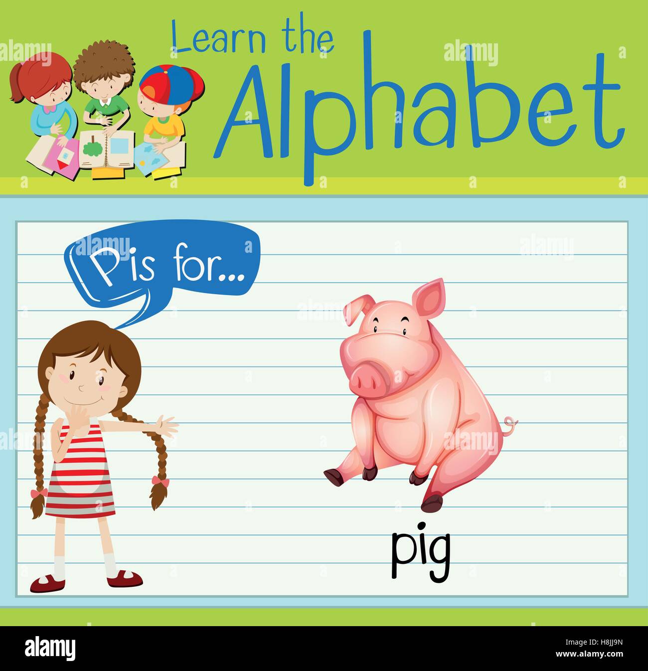 Flashcard letter P is for pig illustration Stock Vector Image & Art - Alamy