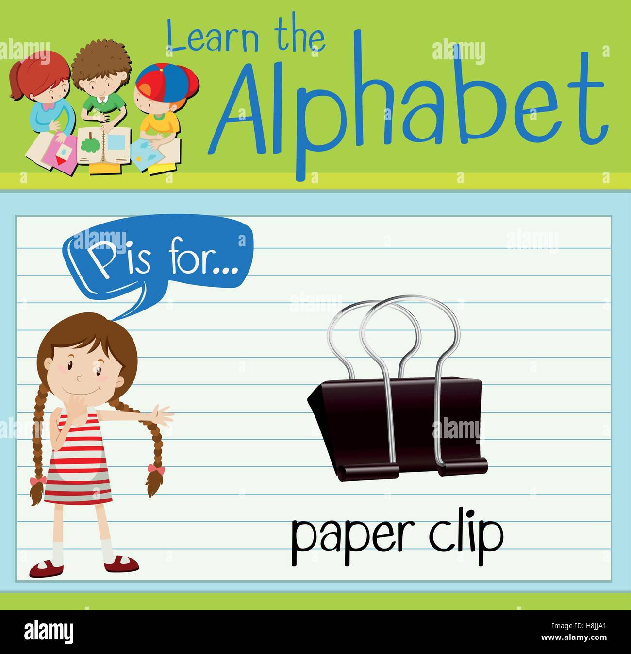 Flashcard letter p is for paper clip illustration Stock Vector Image ...