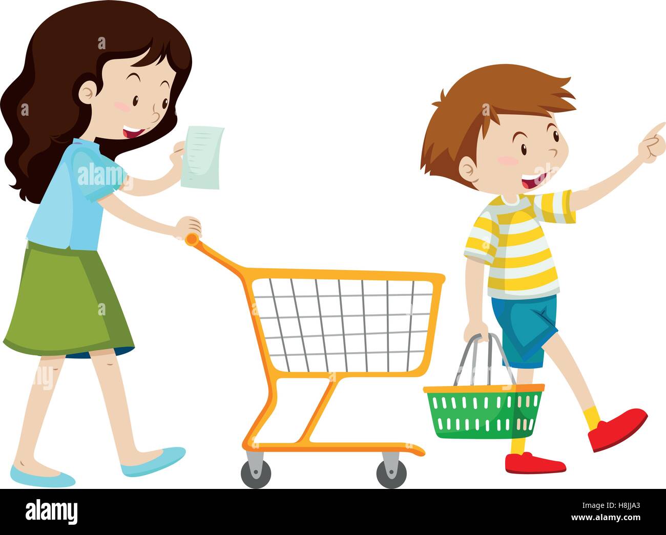 Mother and son shopping illustration Stock Vector Image & Art - Alamy