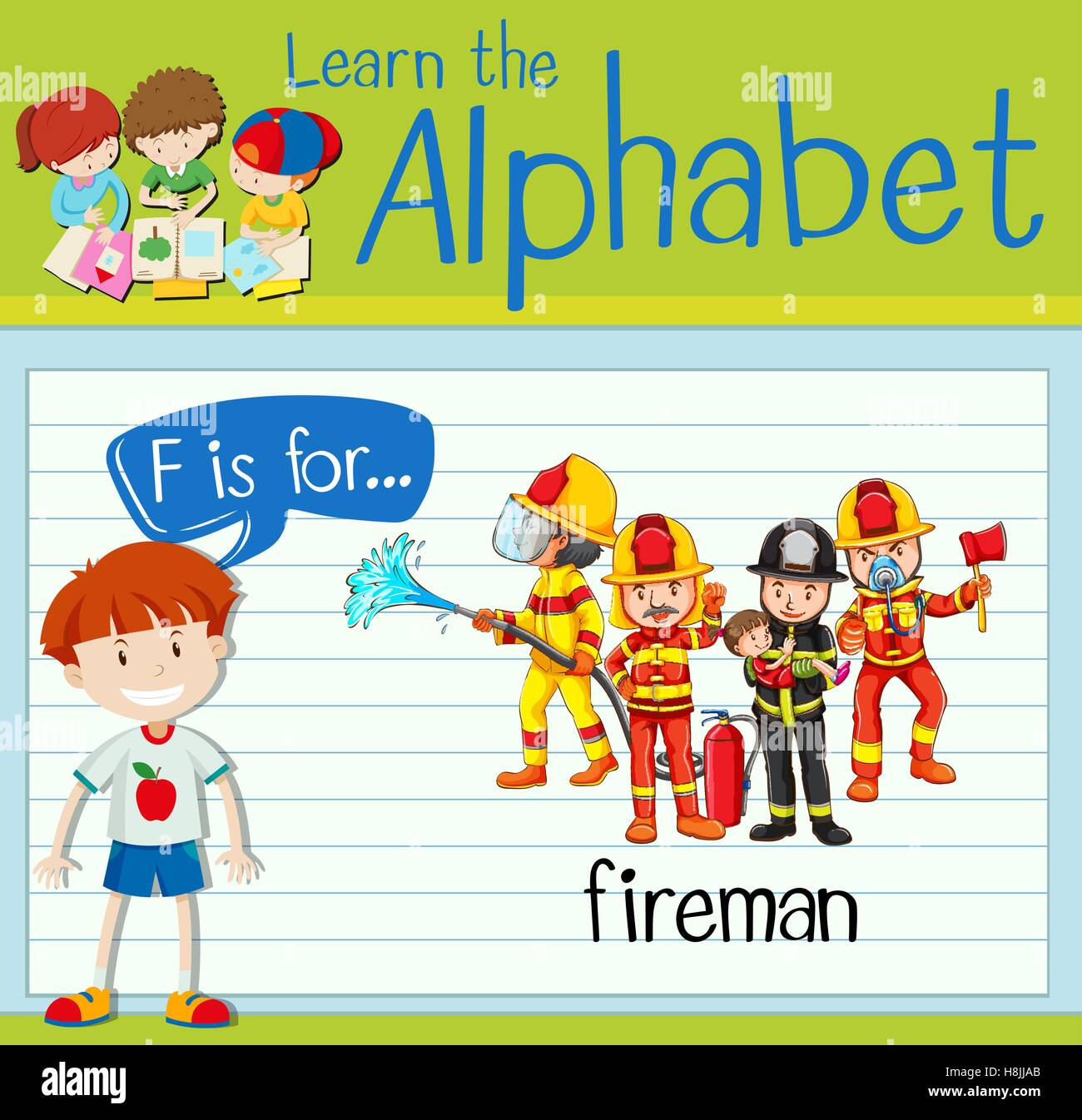Flashcard letter F is for fireman illustration Stock Vector Image & Art ...