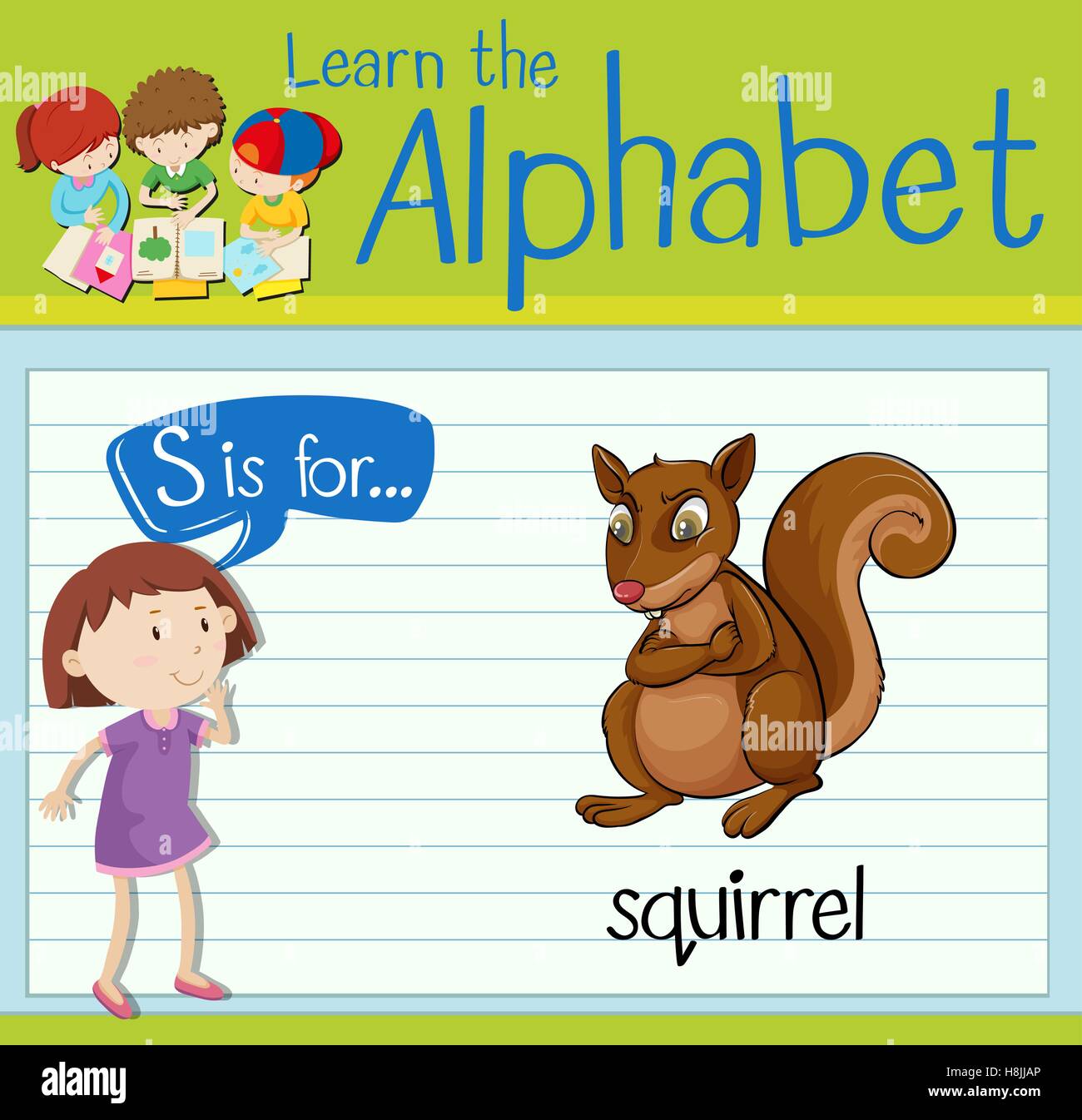 Flashcard letter S is for squirrel illustration Stock Vector Image ...