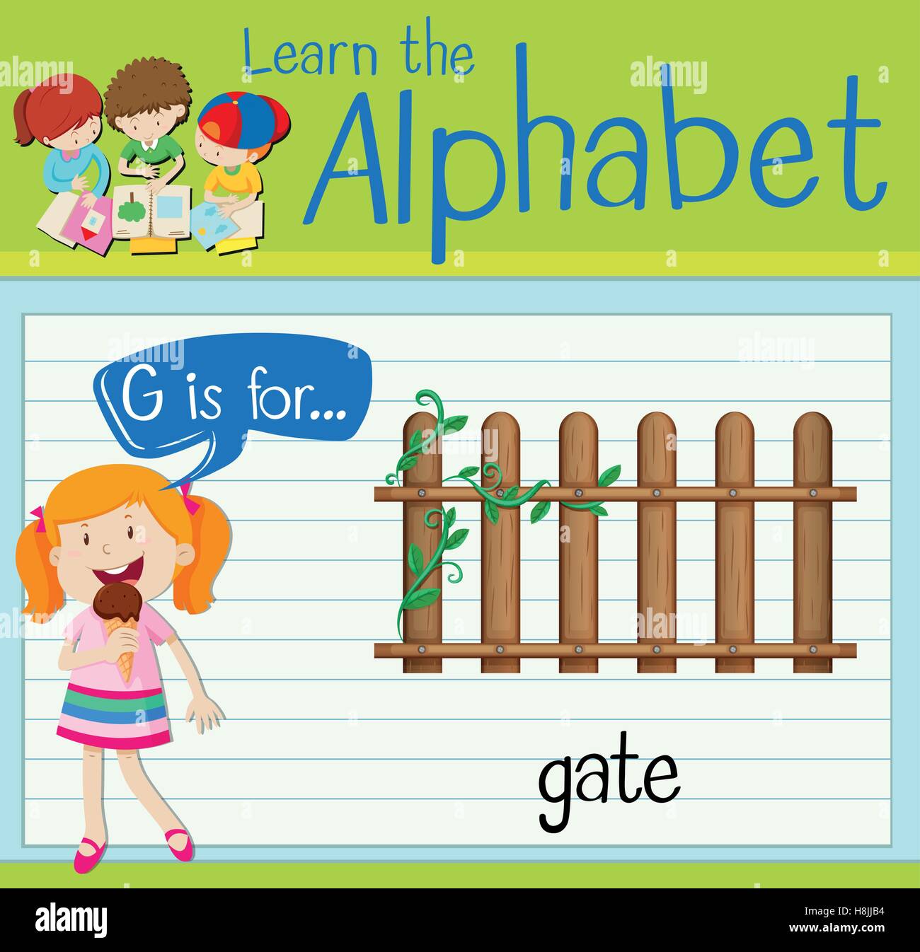 Flashcard letter G is for gate illustration Stock Vector Image & Art ...