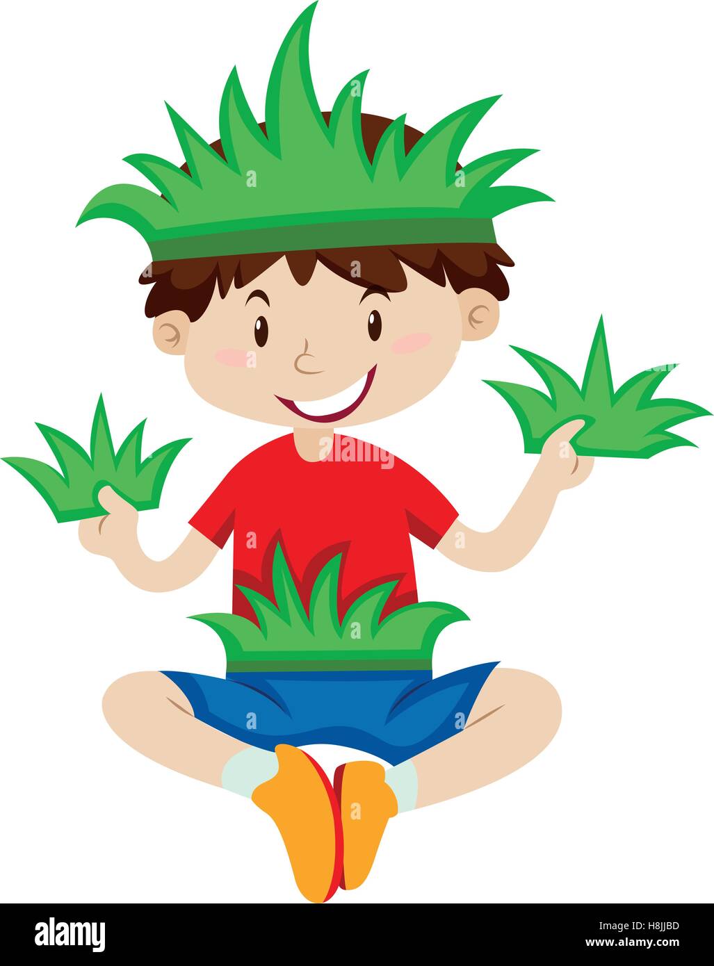 Boy in grass Stock Vector Images - Alamy