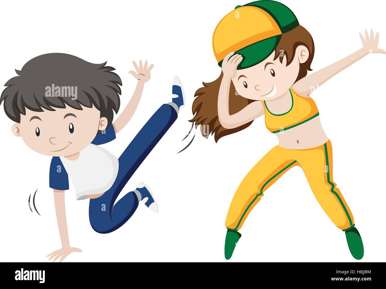 Man and woman doing hiphop dance illustration Stock Vector Image & Art ...