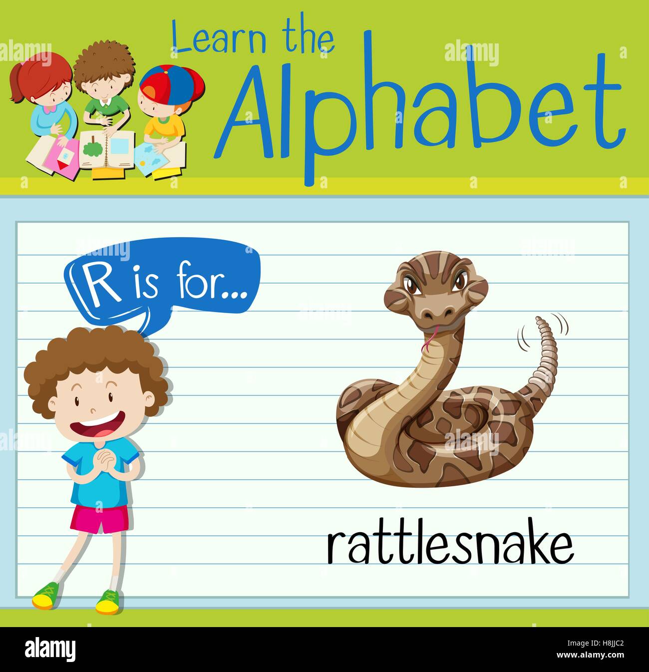 Flashcard letter r is for rattle snake illustration Stock Vector Image ...