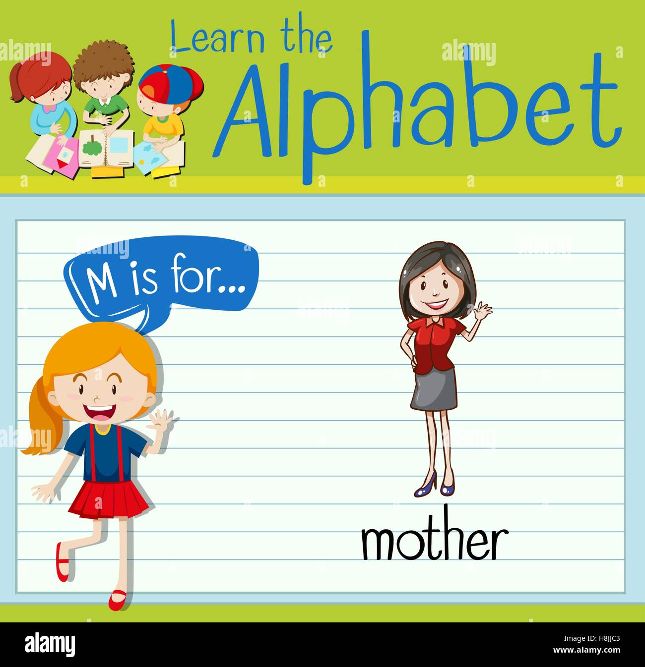Flashcard letter M is for mother illustration Stock Vector Image & Art ...