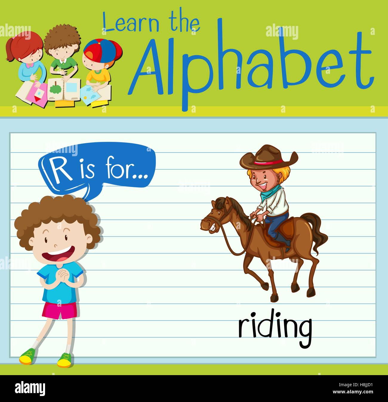 Flashcard letter R is for riding illustration Stock Vector Image & Art ...