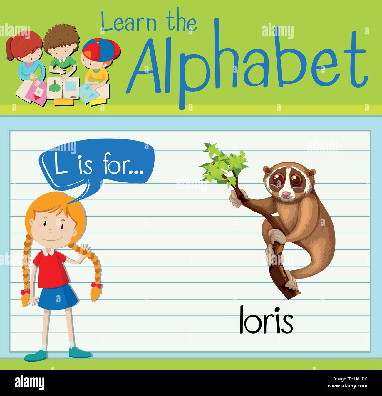 Flashcard letter l is for loris illustration Stock Vector Image & Art ...