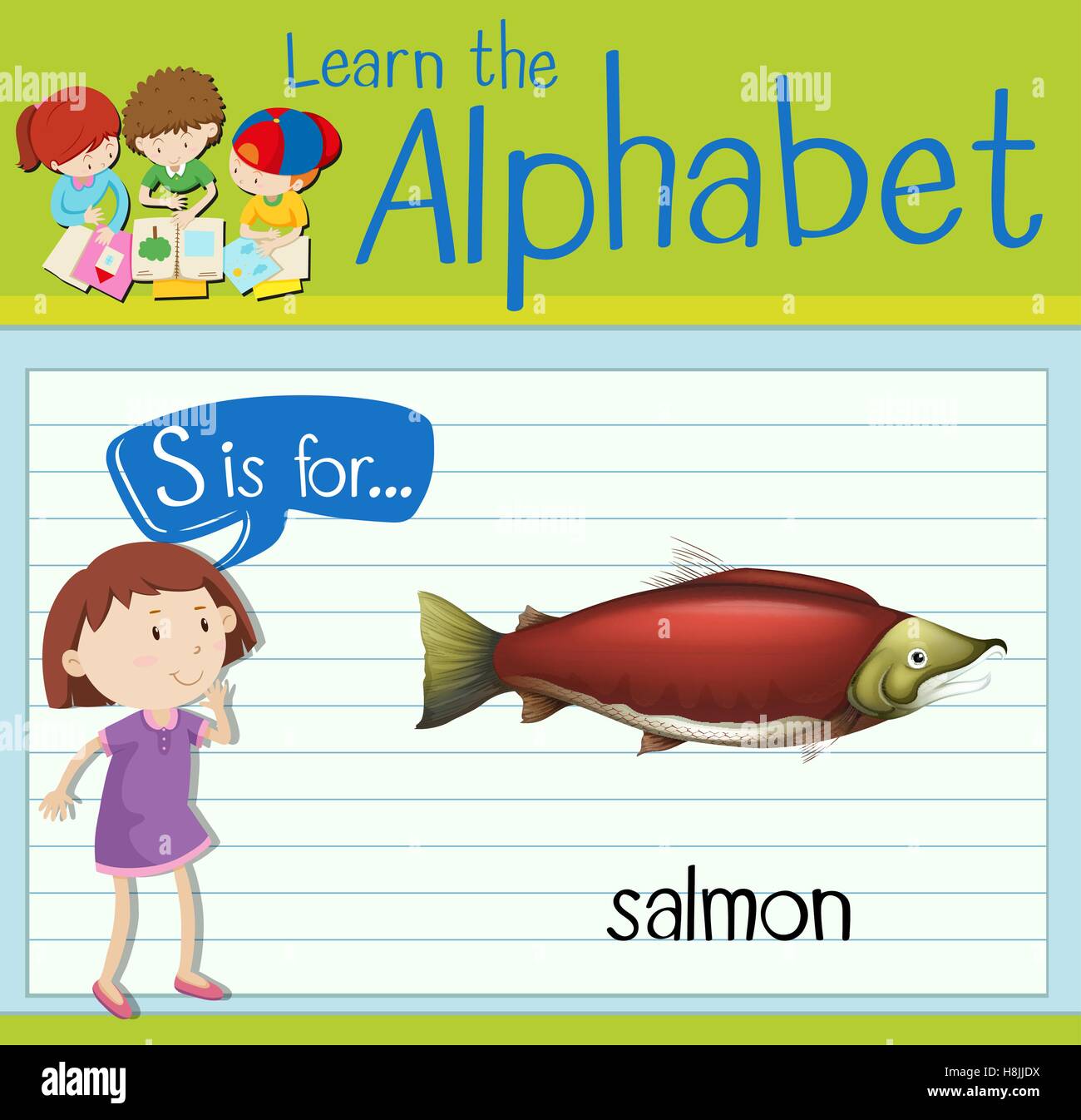 Flashcard letter S is for salmon illustration Stock Vector Image & Art ...