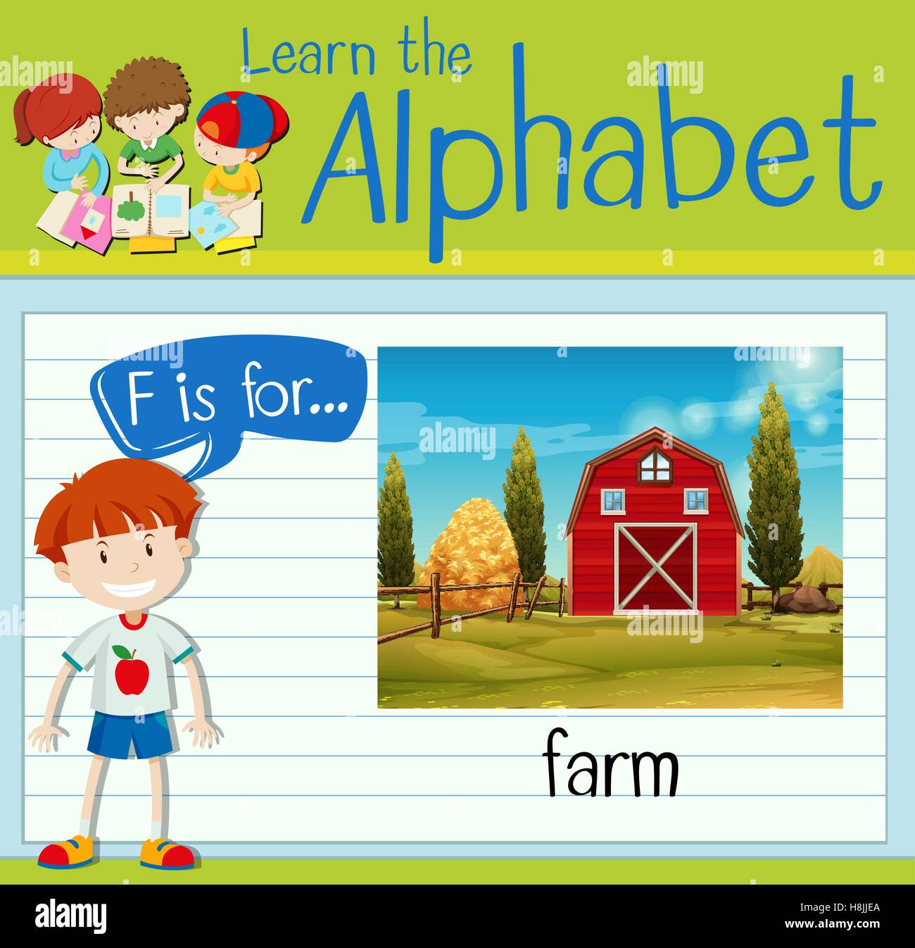 Flashcard letter f is for farm illustration Stock Vector Image & Art ...